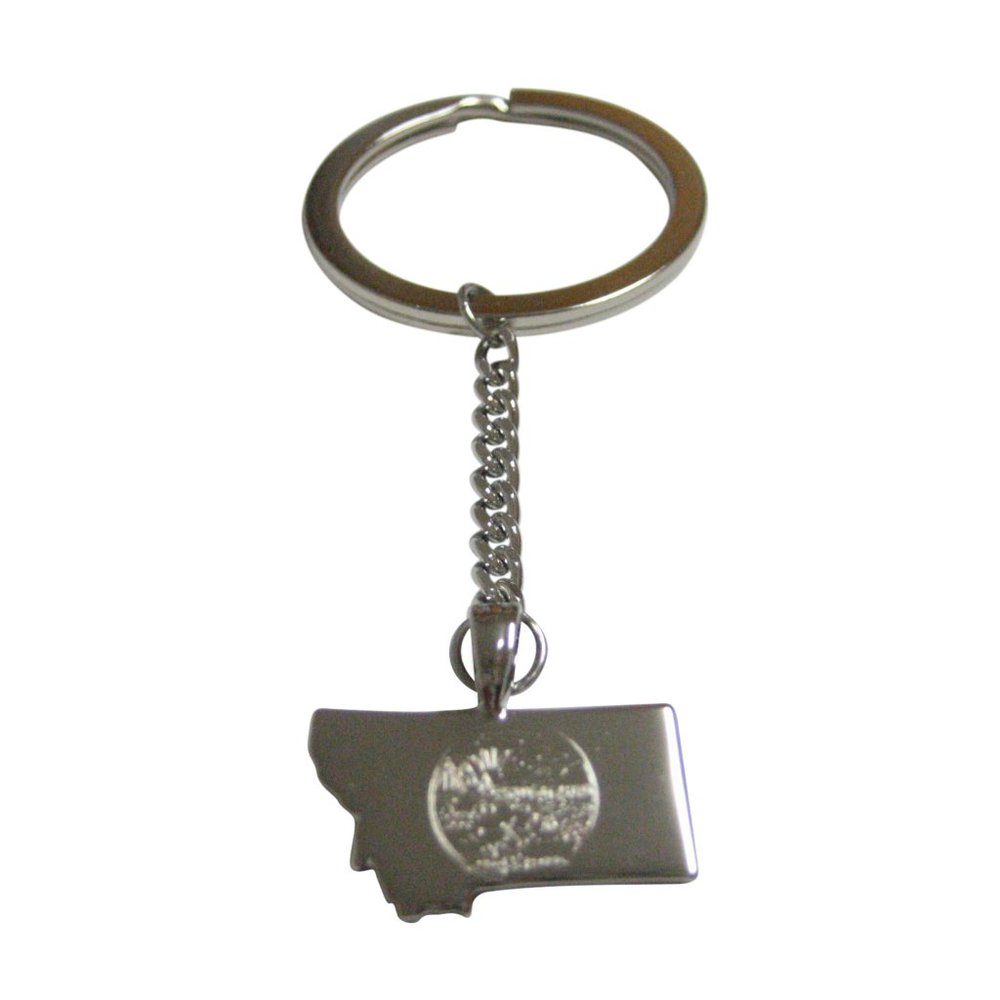 Montana State Map Shape And Flag Design Keychain - Gem